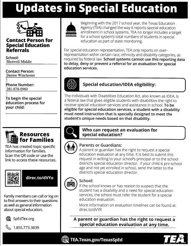 Updates in Special Education – Shotwell Middle School